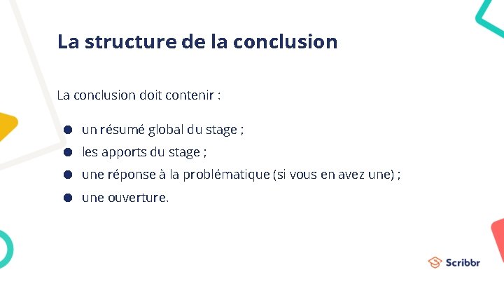 La conclusion dun rapport de stage Structure conseils