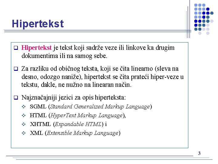 Veba I HTML q HTML Hyper Text Markup