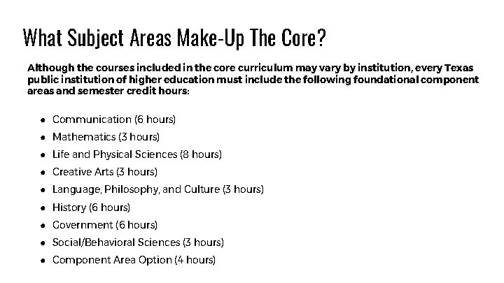 Dual Credit Core Complete Objectives Identify components of