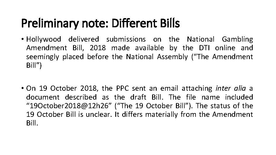 Hollywoodbets Presentation to Parliamentary Portfolio Committee 24 October