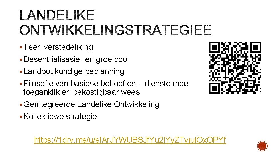 LANDELIKE NEDERSETTINGS Hoe standplaas en ligging die posisie