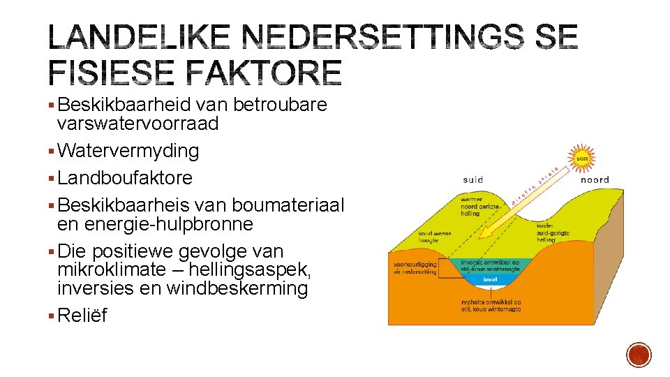 LANDELIKE NEDERSETTINGS Hoe standplaas en ligging die posisie