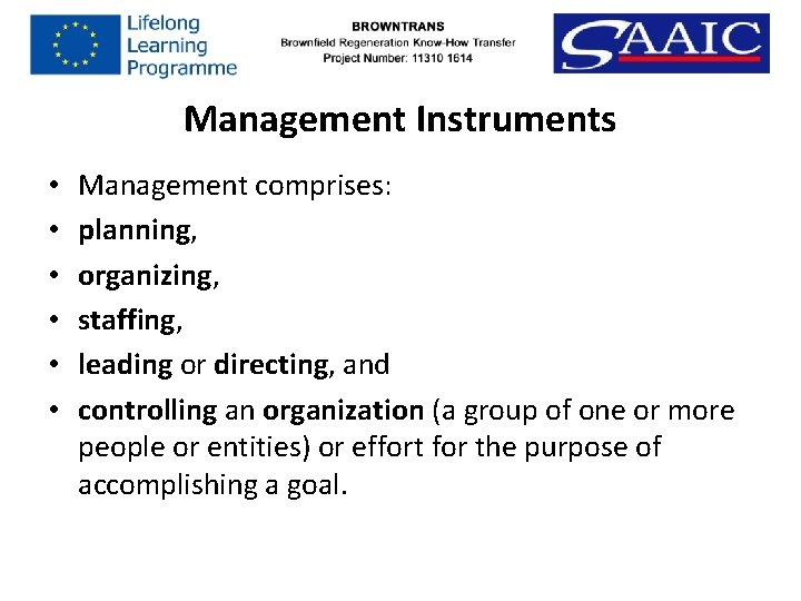 Mangement and Economic Aspects Mria Zbkov This project