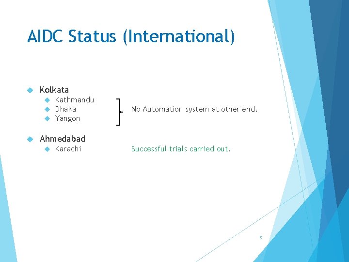 INDIA AIDC IMPLEMENTATION STATUS AND ISSUES Presented by