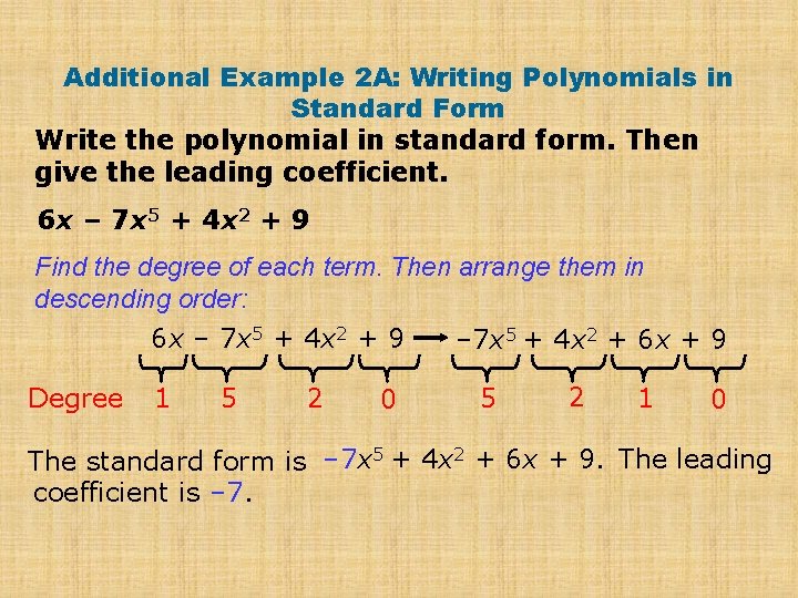 Algebra 1 7 6 Polynomials California Standards Preparation