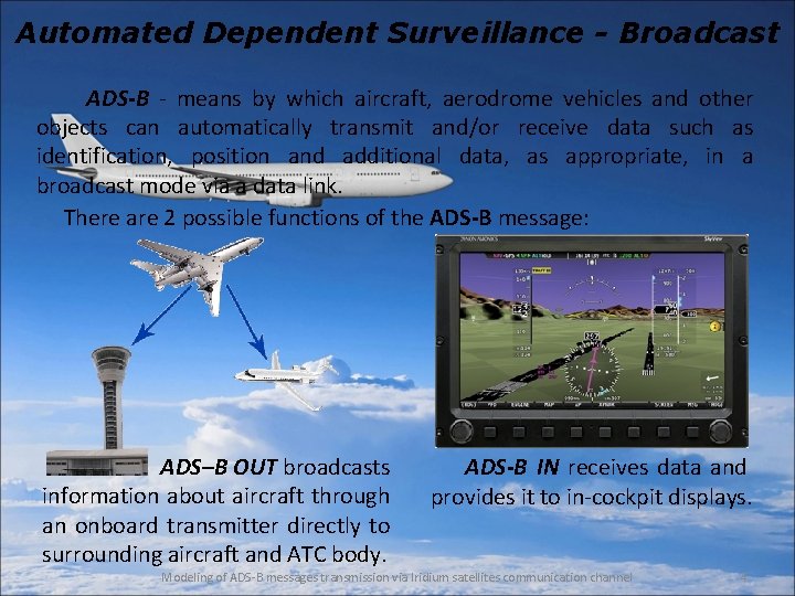 ADSB messages transmission via satellites communication channel Contents