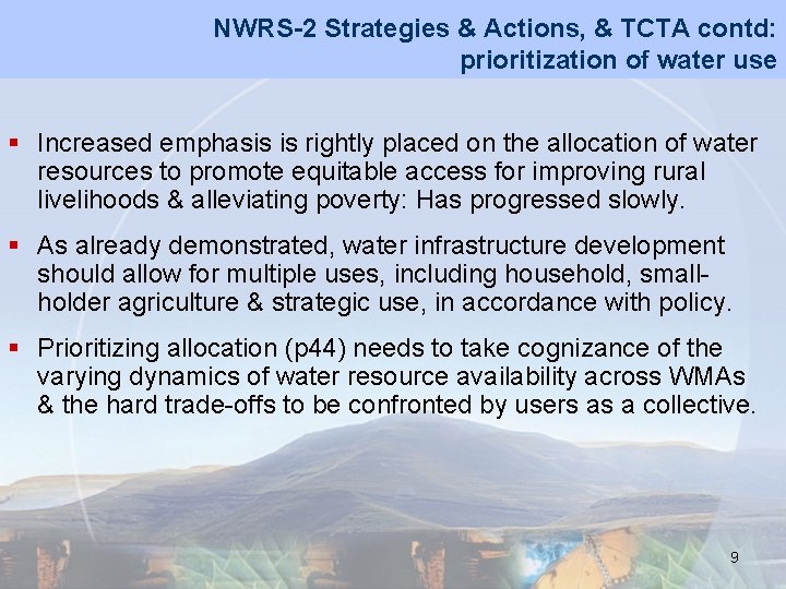 TCTA SUBMISSION ON NATIONAL WATER RESOURCES STRATEGY2 Prof