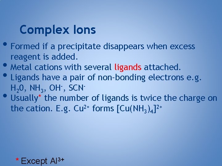Complex Ions and stuff like that Complex Ions