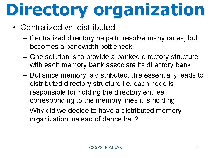 Directorybased Cache Coherence From Chapter 8 of Culler