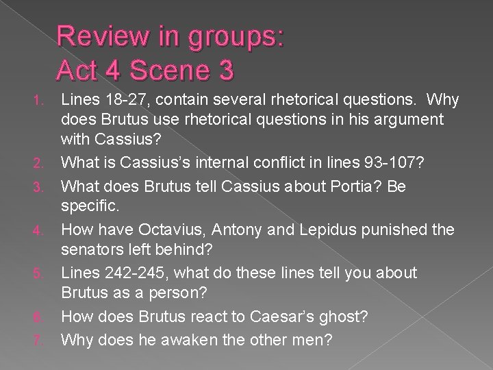Julius Caesar Act 4 Summary Setting Rome Italy