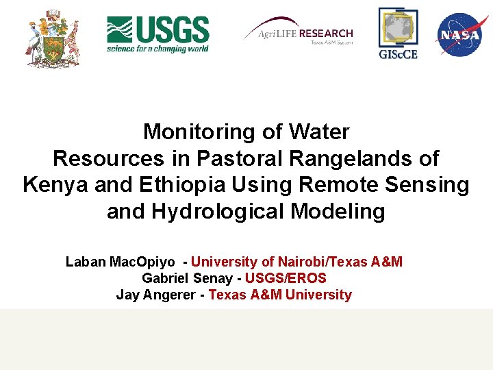 Monitoring of Water Resources in Pastoral Rangelands of