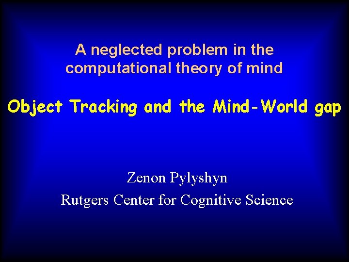 A neglected problem in the computational theory of