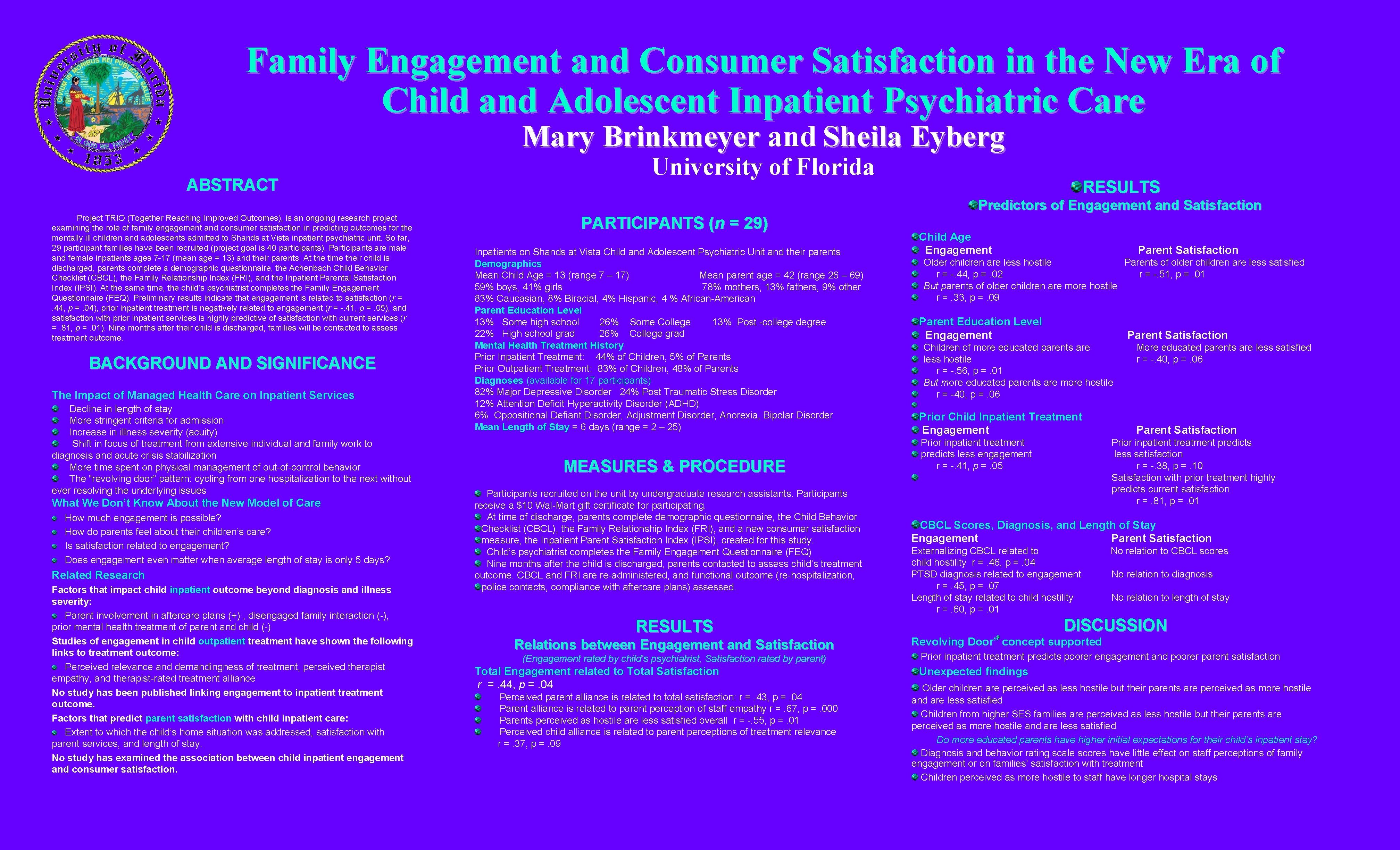 Family Engagement and Consumer Satisfaction in the New