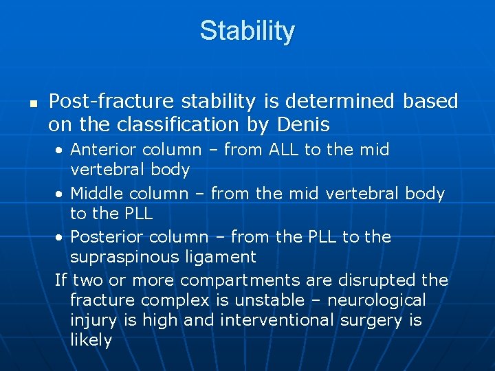 Lumbar Spine Trauma Presented by M A Kaeser