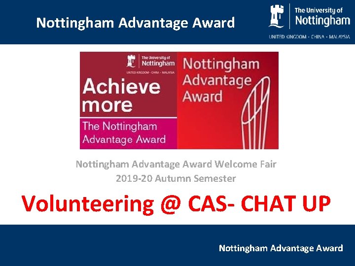 Nottingham Advantage Award Welcome Fair 2019 20 Autumn