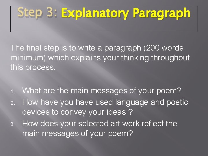 Step 1 WRITE YOUR OWN POEM ABOUT BELONGING