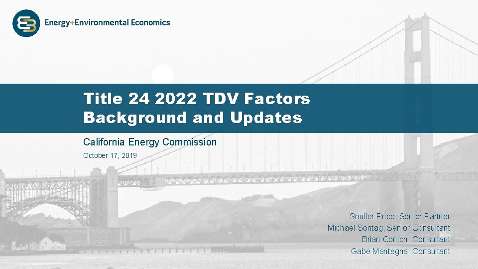 Title 24 2022 TDV Factors Background and Updates