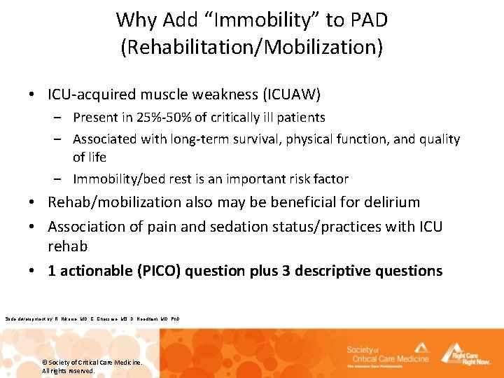 Immobility 2018 SCCM Clinical Practice Guidelines for the
