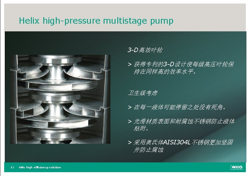Helix highpressure multistage pump Efficiency Helix hydraulics Conventional