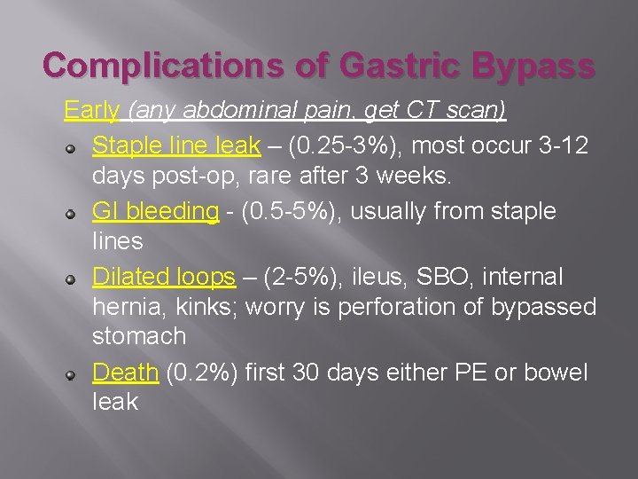 Post Operative CareConsiderations of the Bariatric Patient in