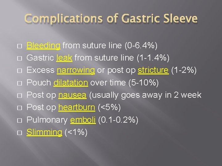 Post Operative CareConsiderations of the Bariatric Patient in