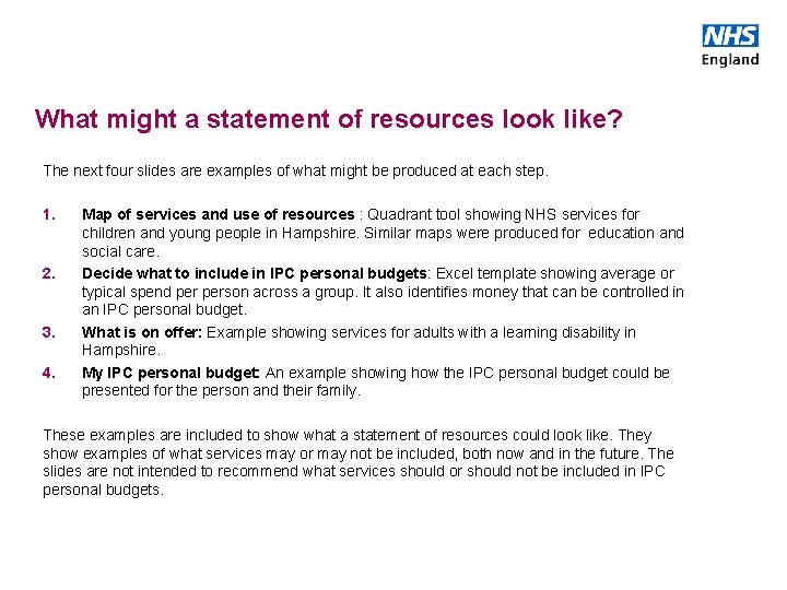 Statement of resources Summary guide V 7 February