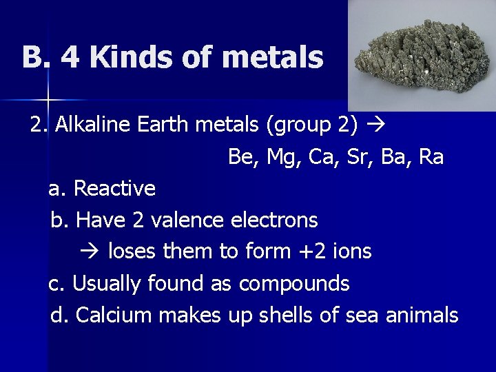 Periodic Table Regions Chapter 19 supplement I How