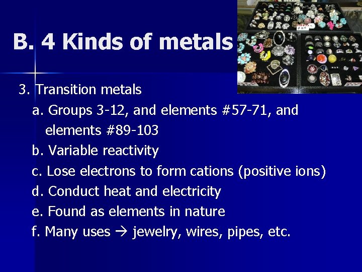 Periodic Table Regions Chapter 19 supplement I How