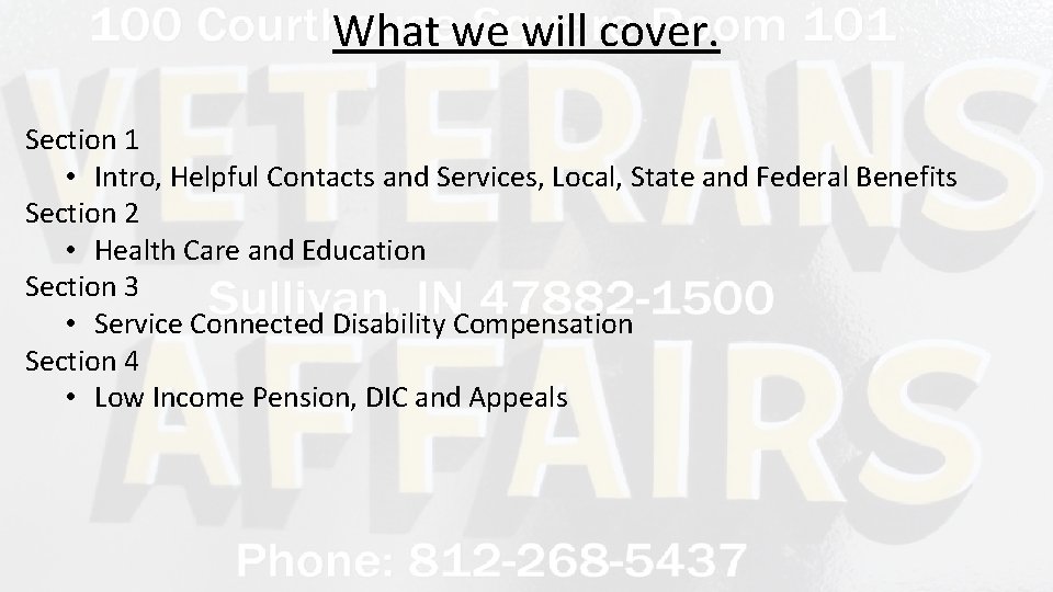 Welcome to the VA Benefits Seminar for Veterans