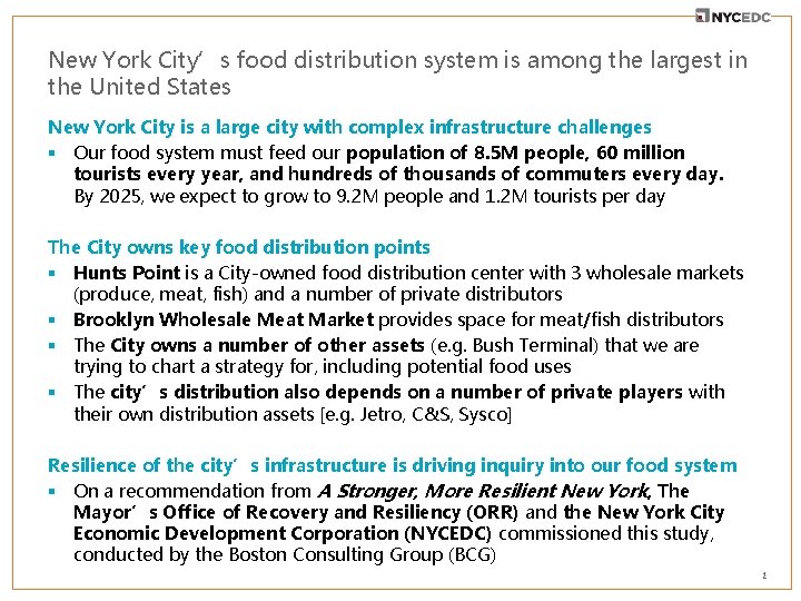 Food Distribution in New York City Economic Development