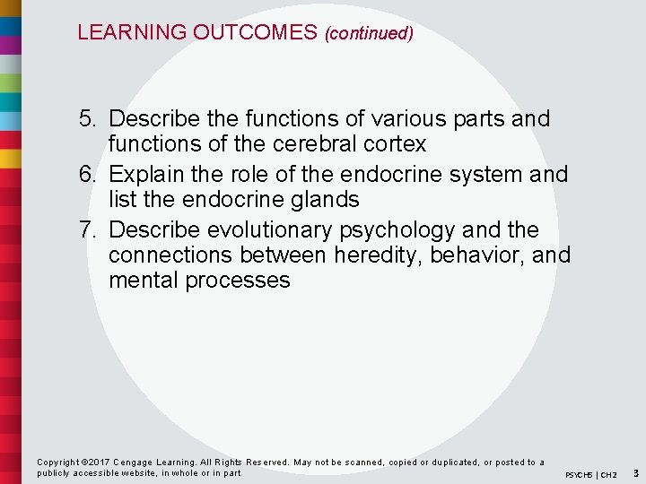 2 Biology and Psychology Copyright 2017 Cengage Learning
