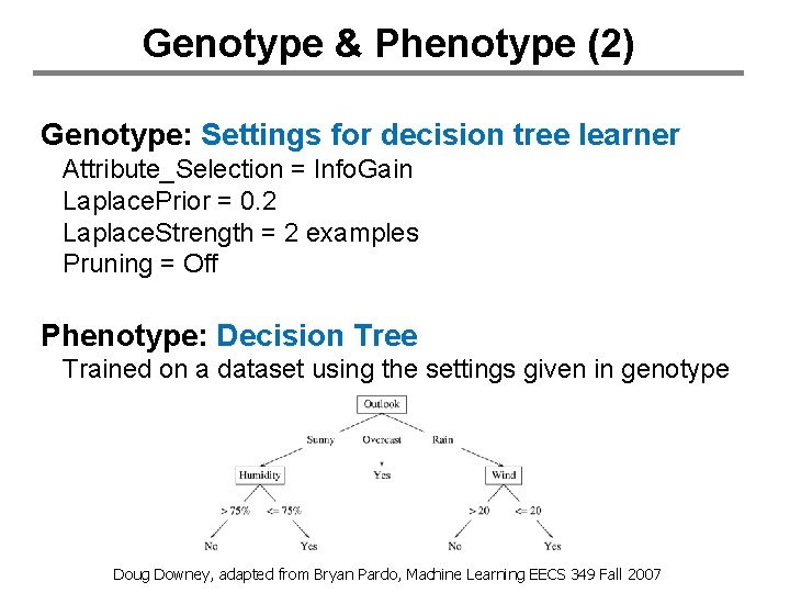 Machine Learning Genetic Algorithms Doug Downey adapted from