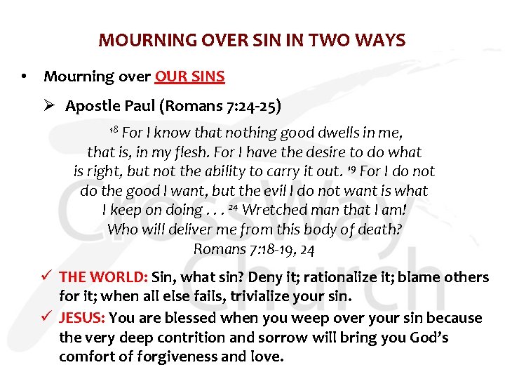 Those Who Mourn The Sermon on the Mount