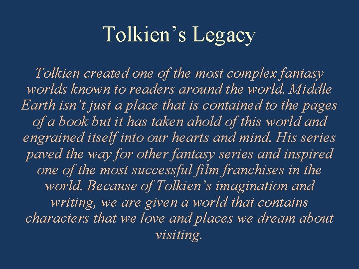 J R R Tolkien Fantasy is escapist and