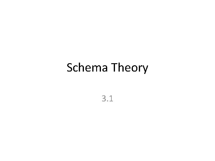 Schema Theory 3 1 Selfrepresentation an idea of