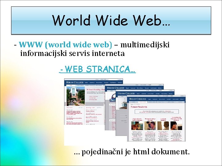 Izrada web stranica VIZUALNI grafiki HTML UREIVAI HTML