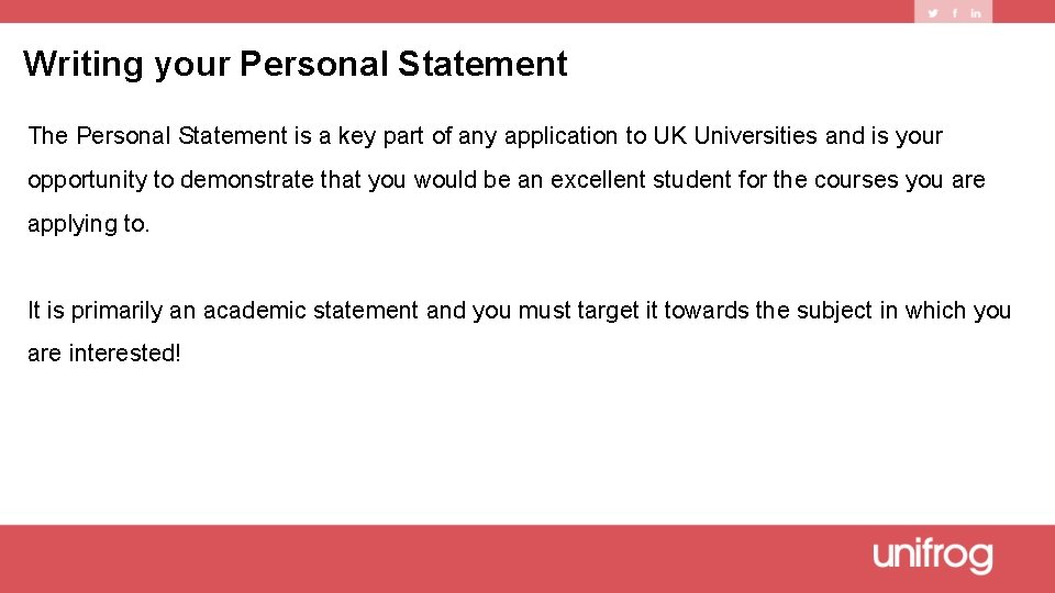 Personal Statement Lesson version Writing your Personal Statement