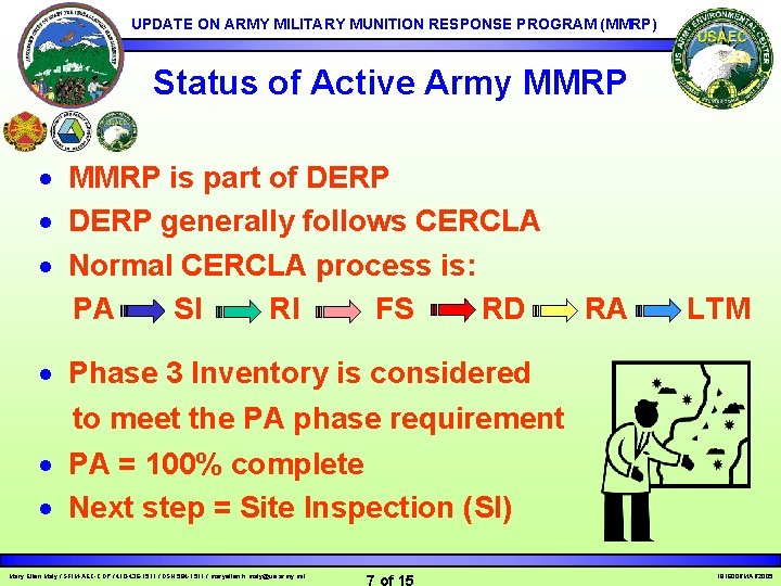 UPDATE ON ARMY MILITARY MUNITION RESPONSE PROGRAM MMRP