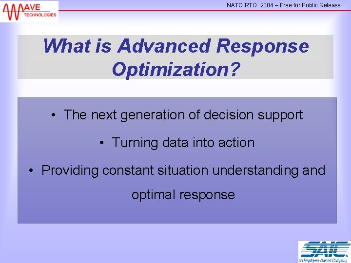 NATO RTO 2004 Free for Public Release Information