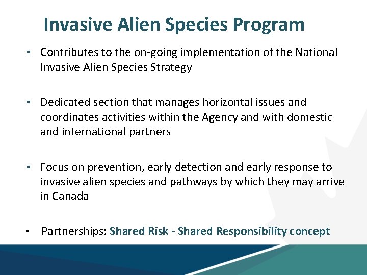 Canadian Food Inspection Agency Invasive Alien Species Program