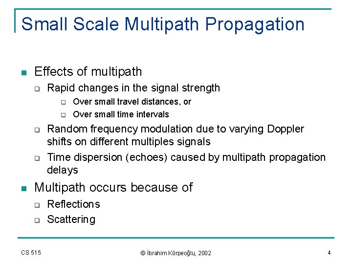 Mobile Radio Propagation SmallScale Fading and Multipath CS