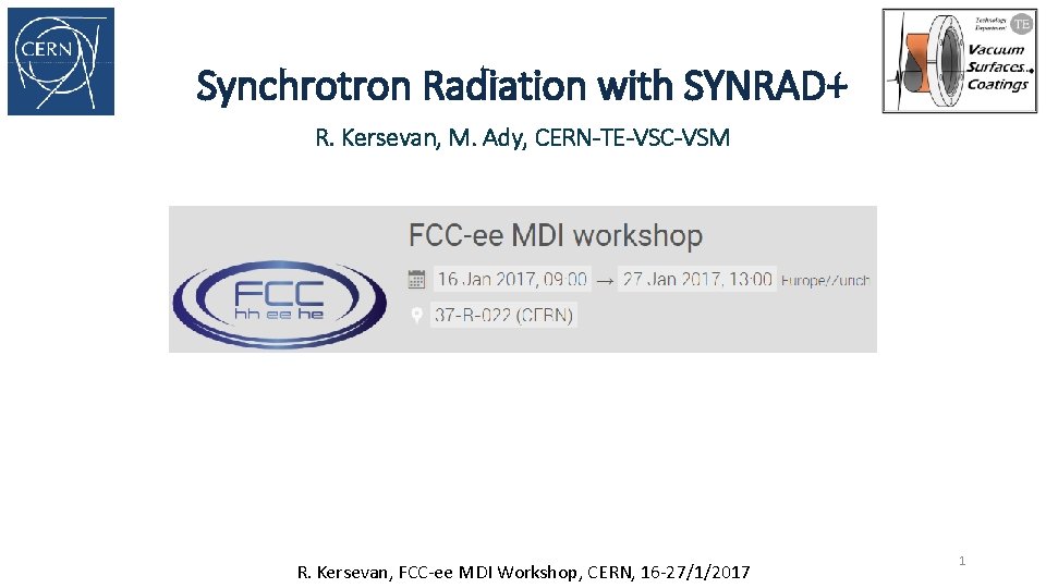 Synchrotron Radiation with SYNRAD R Kersevan M Ady