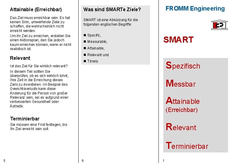 Attainable Erreichbar Das Ziel muss erreichbar sein Es