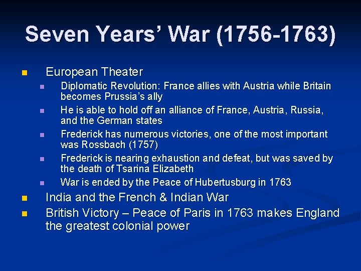 The th 18 Century European States International Wars