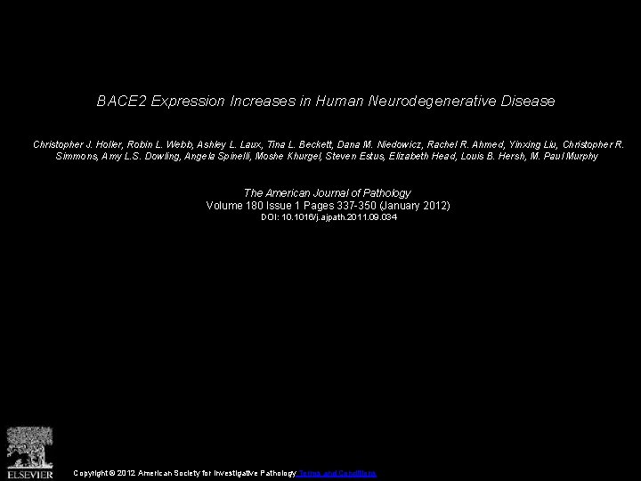 BACE 2 Expression Increases in Human Neurodegenerative Disease