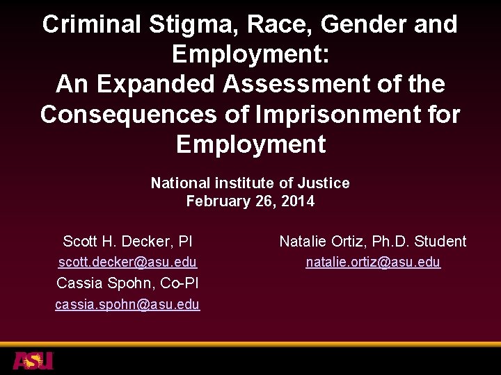 Criminal Stigma Race Gender and Employment An Expanded