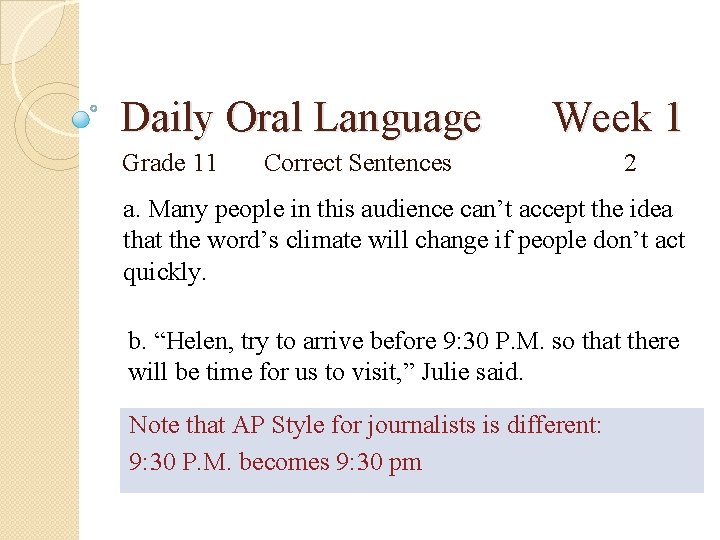 Daily Oral Language Grade 11 Proofreading Sentences Week