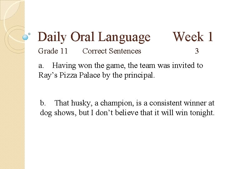 Daily Oral Language Grade 11 Proofreading Sentences Week