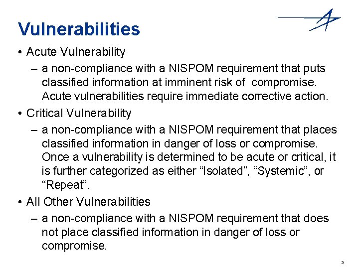 2013 DSS Vulnerability Assessment Rating Matrix Vulnerabilities and