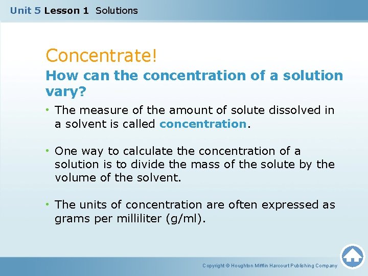 Unit 5 Lesson 1 Solutions Copyright Houghton Mifflin